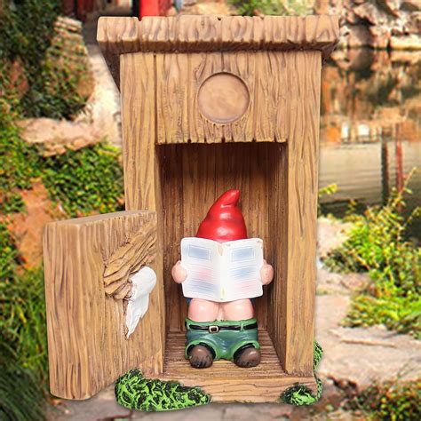 Trinx Funny Garden Gnome Outdoor Statues Naughty Sculpture Decoration