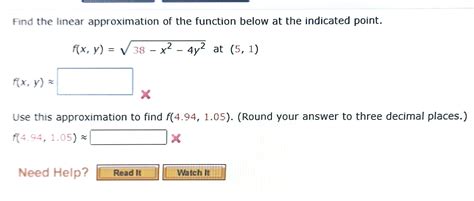 Solved Find The Linear Approximation Of The Function Below