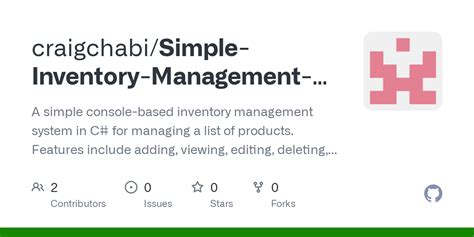 Github Craigchabisimple Inventory Management System2 A Simple Console Based Inventory