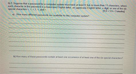 Solved Q 7 Suppose That A Password For A Computer System