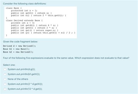 Solved Consider The Following Class Definitions Class Base