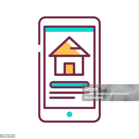 스마트폰 컬러 라인 아이콘에 집 예약 웹 페이지 모바일 앱 프로모션에 대한 픽토그램 Ui Ux Gui 디자인 요소입니다 편집