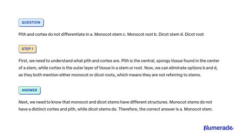 Solved Pith And Cortex Do Not Differentiate In A Monocot Stem C