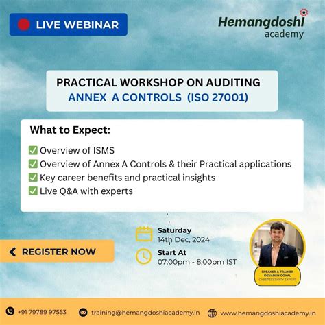 Learn Annex A Controls From The Industry Expert Devansh Goyal Hemang
