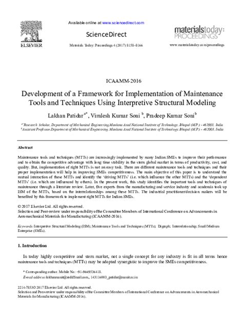 pdf development of a framework for implementation of lean