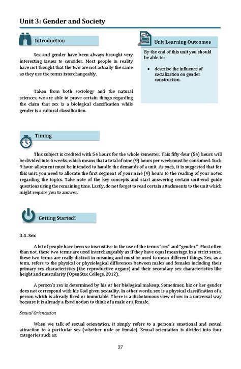 Ssphilo Unit 3 Unit 3 Gender And Society Sex And Gender Have Been