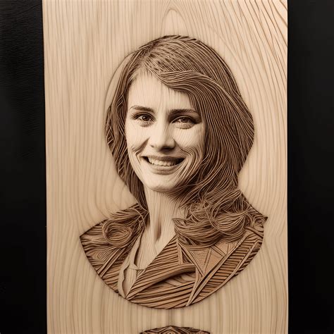 8k Intricate Wooden Laser Engraving Portrait · Creative Fabrica