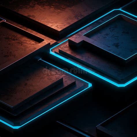 Interlocking Geometric Shapes With A Metallic Texture Form An Abstract Design Stock