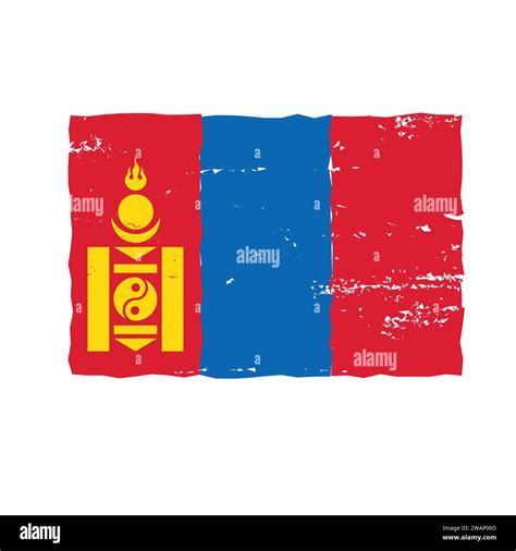 Mongolia National Flag Grunge Style Vector Illustration Stock Vector
