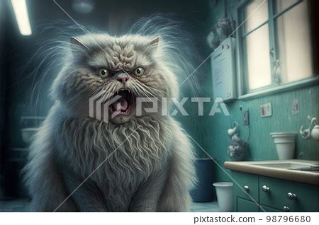 An Angry Cat At The Vet Illustration Generative Ai Stock Illustration