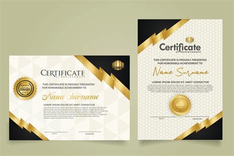 Set Certificate Template With Stripes Ornament And Modern Texture Pattern Background Diploma