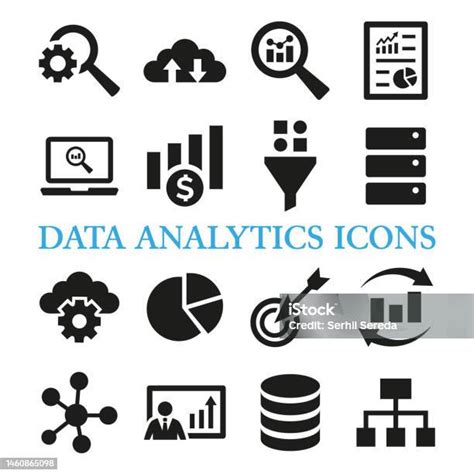 Data Analytics Icons Set On White Background Stock Illustration Download Image Now Analyzing