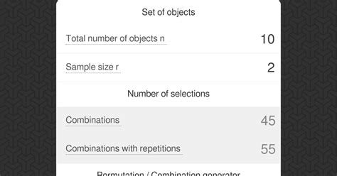 Combination Calculator Omni