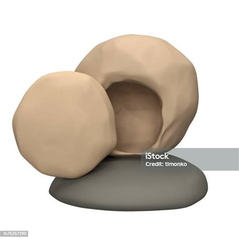 그분은 부활하셨습니다 부활절 부활 3d 아이콘 그림입니다 입구에 큰 돌이있는 동굴 예수의 빈 무덤 성경 클리핑 경로가 있는 흰색 배경에 격리됨 3차원 형태에 대한 스톡 사진