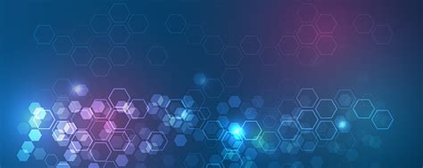 의료 기술 또는 과학 디자인 분자 구조 추상적 배경 현대 기술 배경 프리젠 테이션 또는 배너를위한 육각형 및 하이테크 요소가있는
