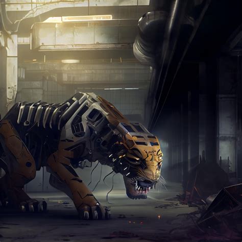 Premium Photo A Robot That Is Standing In A Dark Room