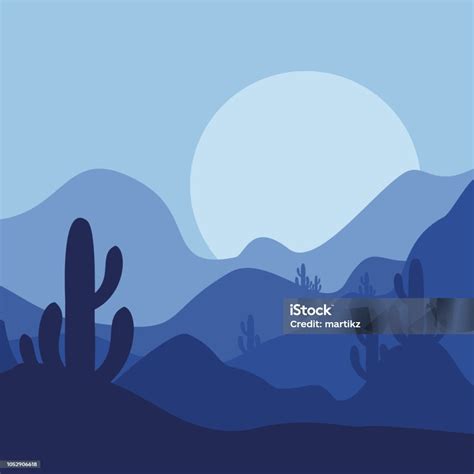 만화 선인장 언덕과 산 실루엣 사막 풍경 자연 가로 배경 벡터 0명에 대한 스톡 벡터 아트 및 기타 이미지 0명 대초원 디자인 Istock
