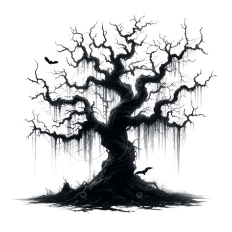 Creepy Tree Silhouette Vector