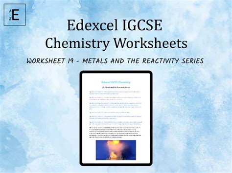 Edexcel Igcse Chemistry Worksheet 19 Metals And The Reactivity Series Teaching Resources