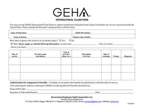 Geha Medical Claim Form Therapy
