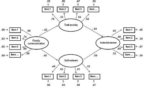 Structural Equation Model For Anxiety And Self Esteem As Mediators Of