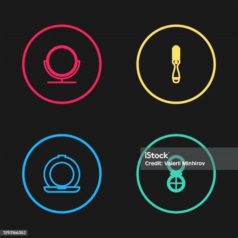 거울 헤어 브러시 및 라운드 메이크업 아이콘라인 메이크업 파우더를 설정합니다 벡터 0명에 대한 스톡 벡터 아트 및 기타 이미지 0명 Charitable