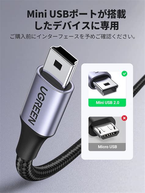 【楽天市場】ugreen Usb Minib ケーブル ミニusb タイプb 充電 Usbケーブル 高耐久性 ナイロン編み デジカメ、ps3 コントローラー 、ドライブレコーダー、hdd