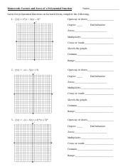 Practice Graphing Polynomials In Factored Form Pdf Homework Factors And Zeros Of A