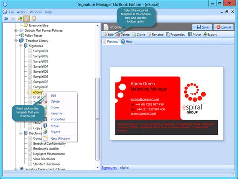 Exclaimer Signature Manager Outlook Edition Editing A Template