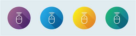 Wireless Mouse Line Icon In Flat Design Style Scroll Signs Vector