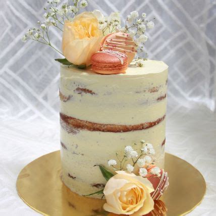 Online Naked Floral Vanilla Strawberry Cake 1 Kg Gift Delivery In