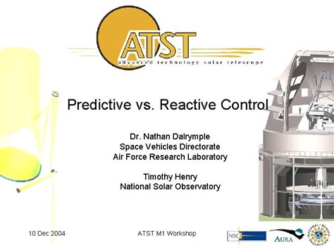 Predictive Vs Reactive Control Dr Nathan Dalrymple Space