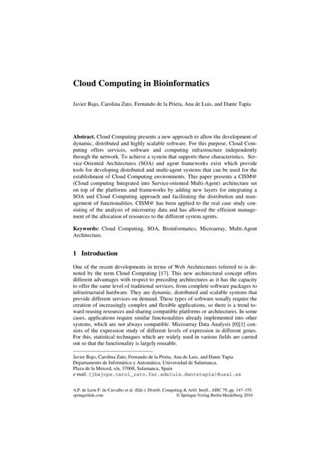 PDF Cloud Computing In Bioinformatics