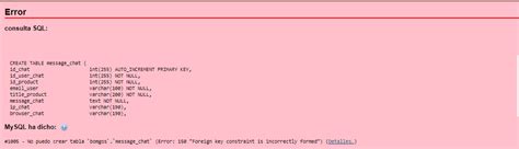 Mysql Error Creating A Table In My Database