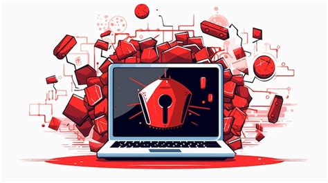 Ransomware Computer With Red Screen Cybersecurity Conceptual Image
