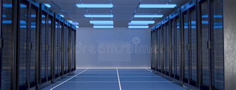 Server Room Server Data Center Backup Mining Hosting Mainframe Farm And Computer Rack With