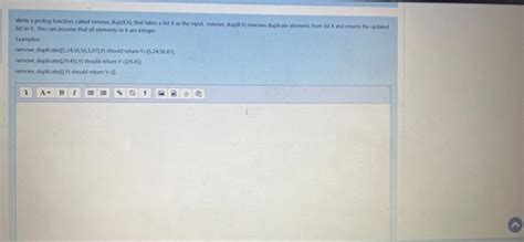 Solved Write A Prolog Function Called Removedupthat Takes A