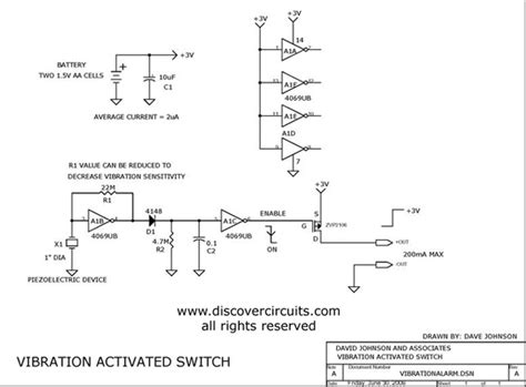 Piezoelectric Vibration Sensor Activates Switch Basic Circuit Circuit Diagram