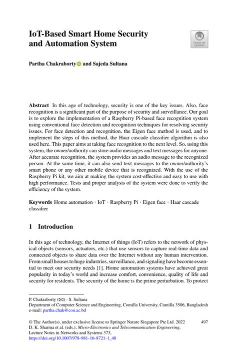 Pdf Iot Based Smart Home Security And Automation System