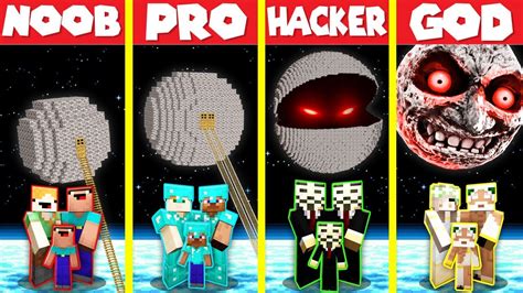 Minecraft Battle INSIDE MOON BASE HOUSE BUILD CHALLENGE NOOB Vs PRO Vs HACKER Vs GOD