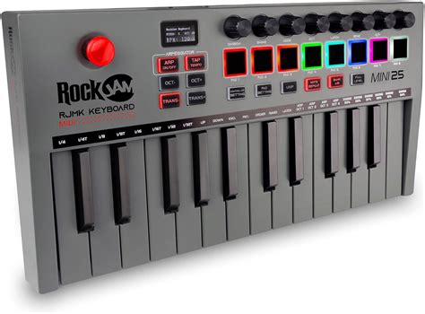 RockJam Go Key USB Bluetooth MIDI Keyboard Controller With Backlit Drum Pads Knobs