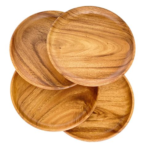 Wrightmart Wood Plate Set Of 4 Natural Rustic Acacia 10