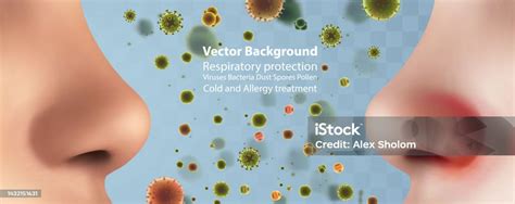 알레르기 및 질병 바이러스 및 박테리아 먼지 및 먼지로부터 호흡기 및 코를 보호하는 광고를위한 벡터 템플릿 건강관리와 의술에 대한 스톡 벡터 아트 및 기타 이미지 Istock