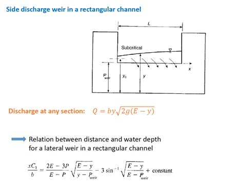 Example 2 A Rectangular Side Discharge Weir Has A