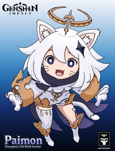 Paimon ~ Genshin Impact Cat Version Fan Art Cats Art