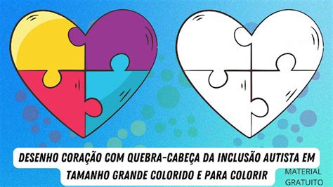 Desenho Coração Com Quebra Cabeça Da Inclusão Autista Em Tamanho Grande