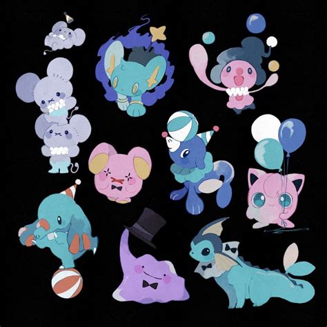 Jigglypuff Vaporeon Popplio Ditto Shinx And 4 More Pokemon Drawn