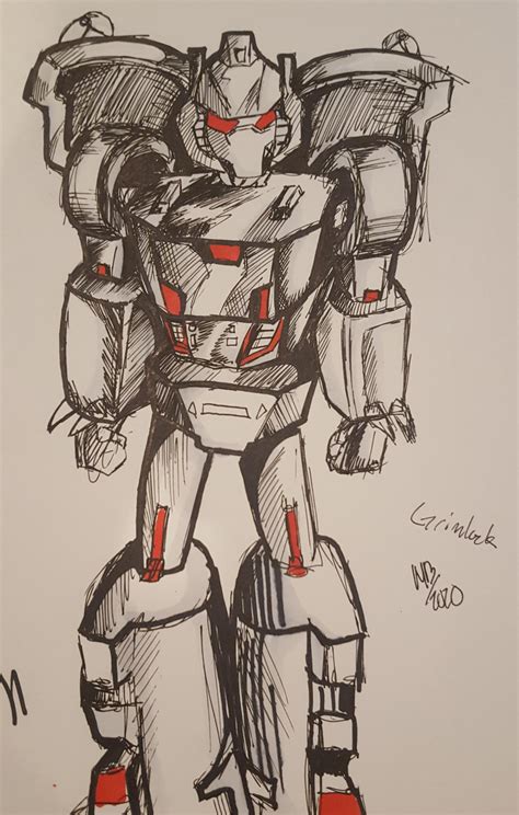 I Challenged Myself To Draw Grimlock In Only Pen R TransformersArt