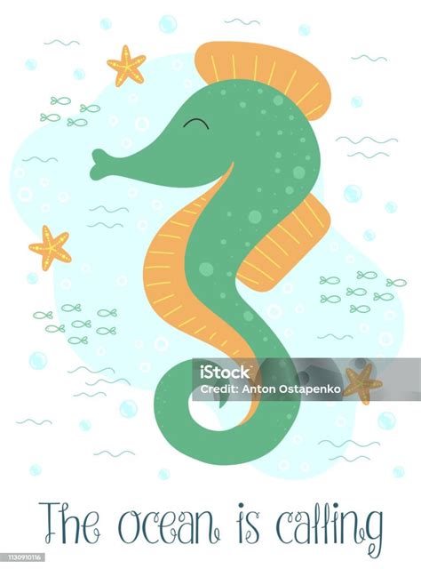 바다와 불가사리의 벡터 이미지입니다 소녀 생일 휴일 여름 파티 카드 인쇄 옷에 대 한 바다 손으로 그린 그림 바다가 호출 됩니다