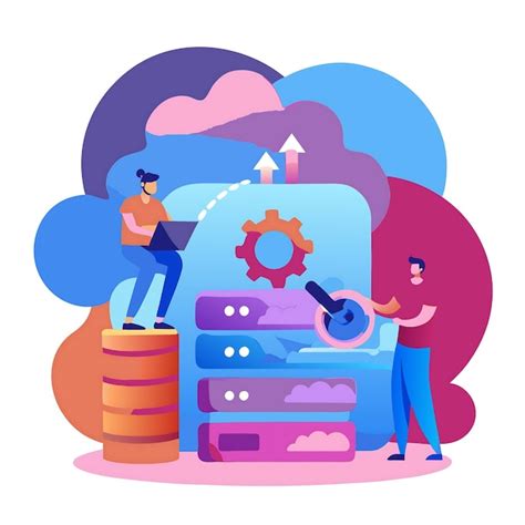 Data Analysis And Cloud Computing Concept With Servers And Users